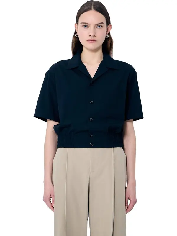 Bottega Veneta Wool Camp Collar Shirt - Blue