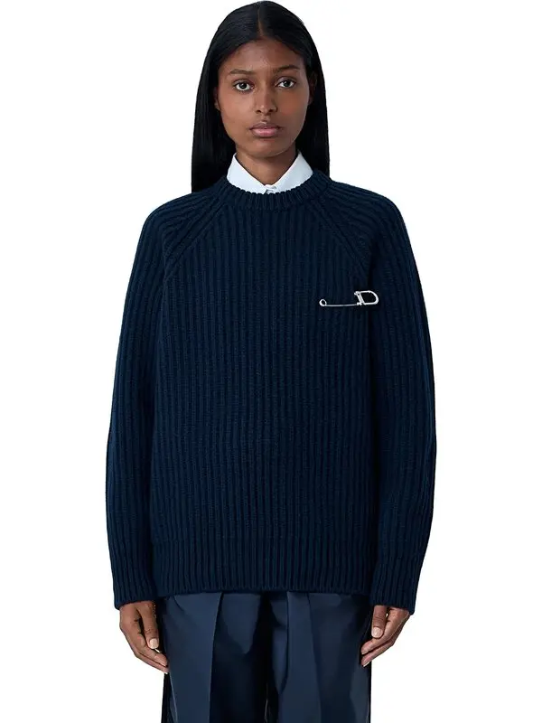 Prada Wool-and-cashmere Ribbed Crewneck Sweater - Blue