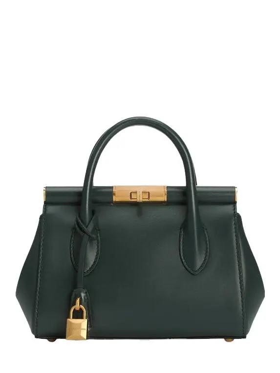 Dolce & Gabbana Calfskin Top Handle Bag With Gold-tone Hardware - Green