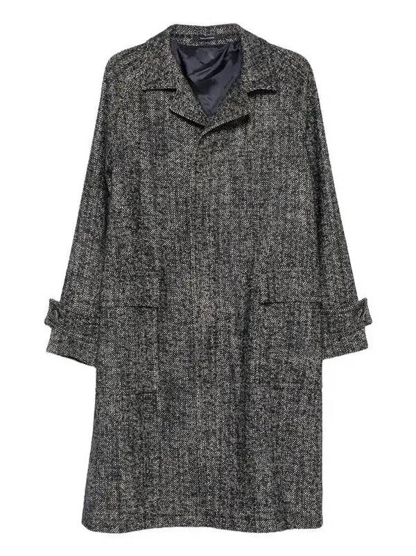 Tagliatore Single Breasted Coat With Herringbone Pattern - Blue
