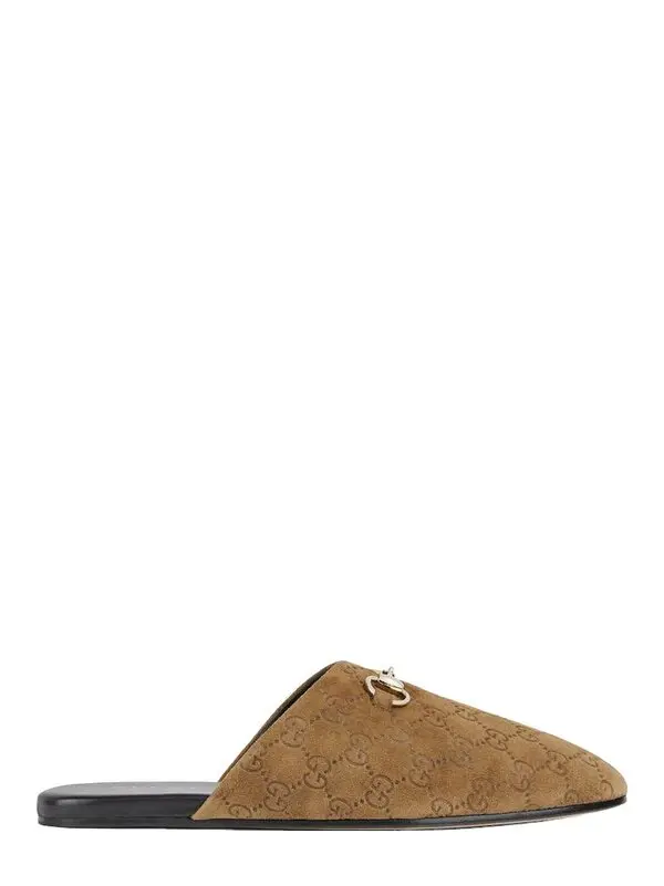 Gucci Suede Horsebit Mules - Brown