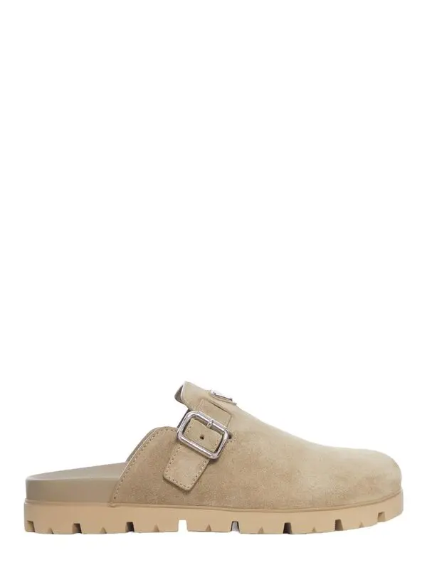Prada Suede Mules With Buckle Detail - Multicolor