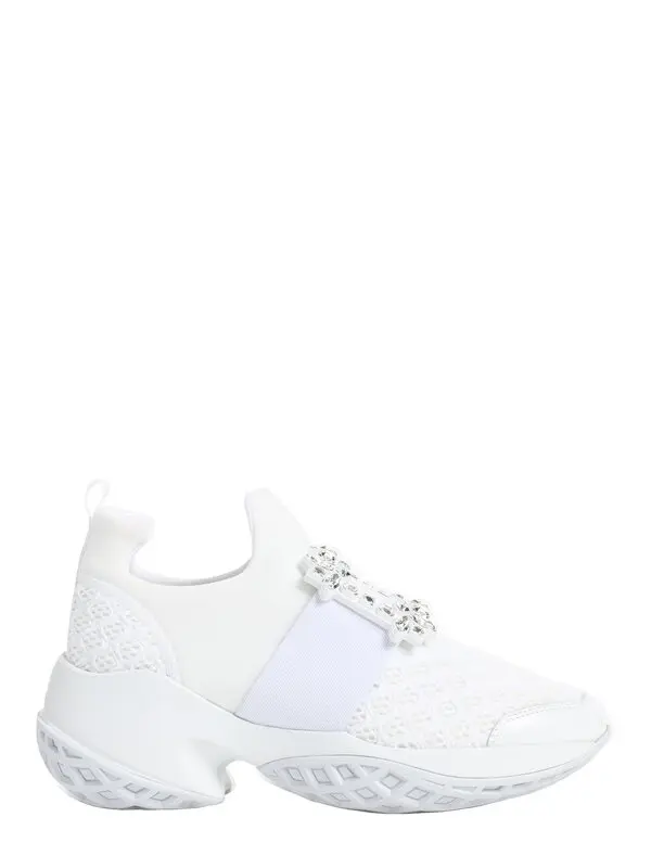 ROGER VIVIER Embellished Slip-on Sneakers - White