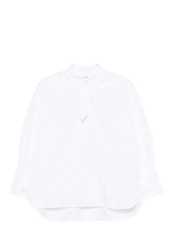Celine Cotton Shirt With Embellished Collar And Cuffs - Multicolor
