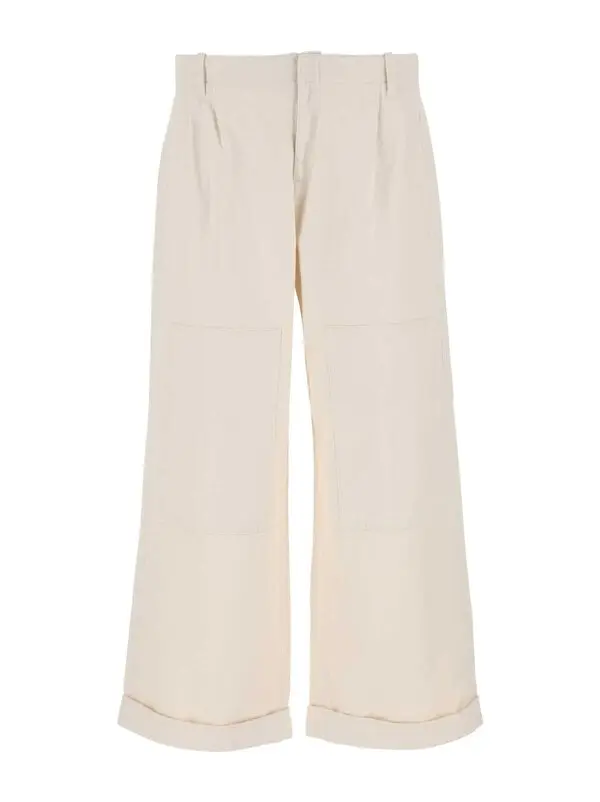 Etro Melange Ivory Stretch Cotton Wide-leg Pants - White