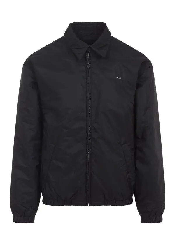 Prada Polyamide Jacket With Embroidered Logo - Black