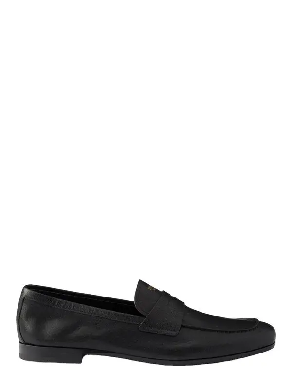 Prada Goat Skin Leather Moc Toe Loafers - Black