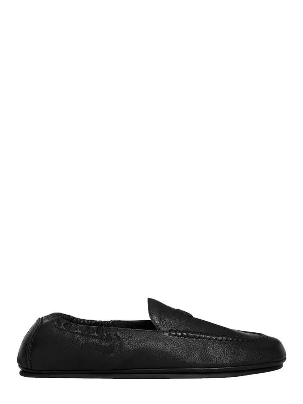 Celine Triomphe Adam Goatskin Moccasins - Black