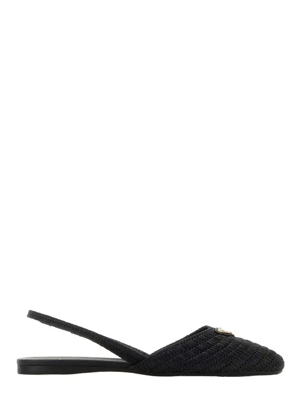 Prada Raffia Ballerina Flats - Black