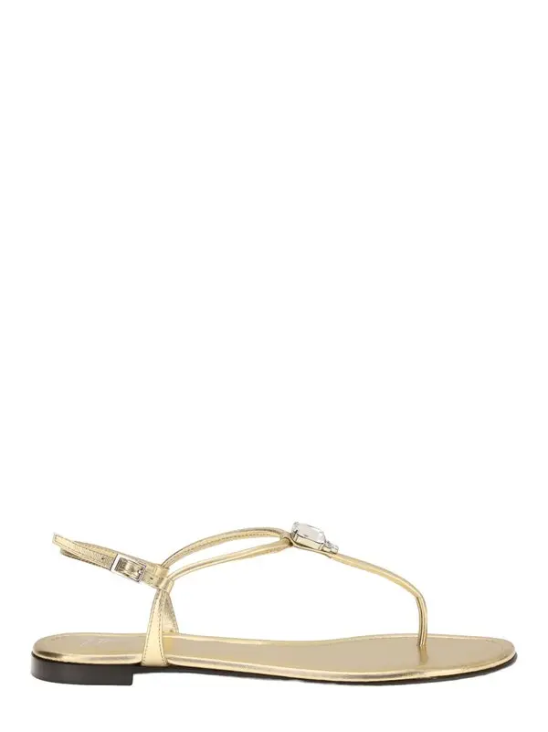 GIUSEPPE ZANOTTI Pia Mizuki Embellished Leather Thong Sandals - Gold