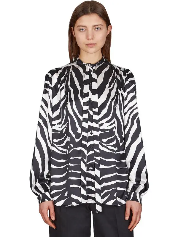 Dolce & Gabbana Zebra Print Silk Shirt - Black