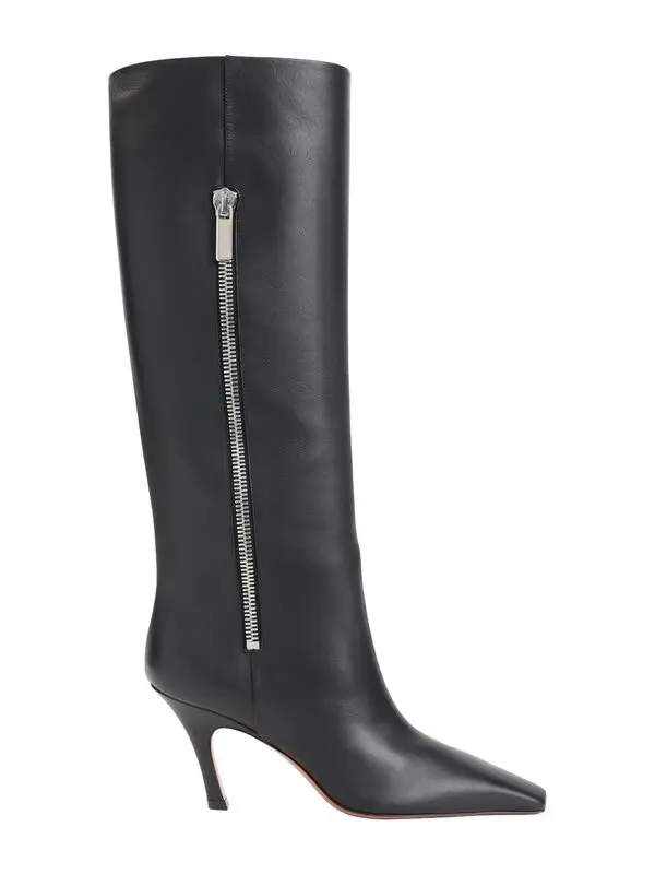 Amina Muaddi Mona 80 Leather Boots - Black