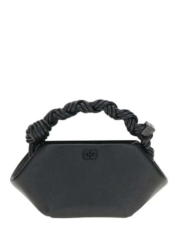 GANNI Bou Mini Handbag In Textured Leather - Black