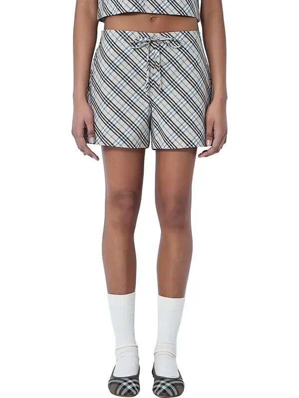 Burberry Check Drawstring Shorts - Cream