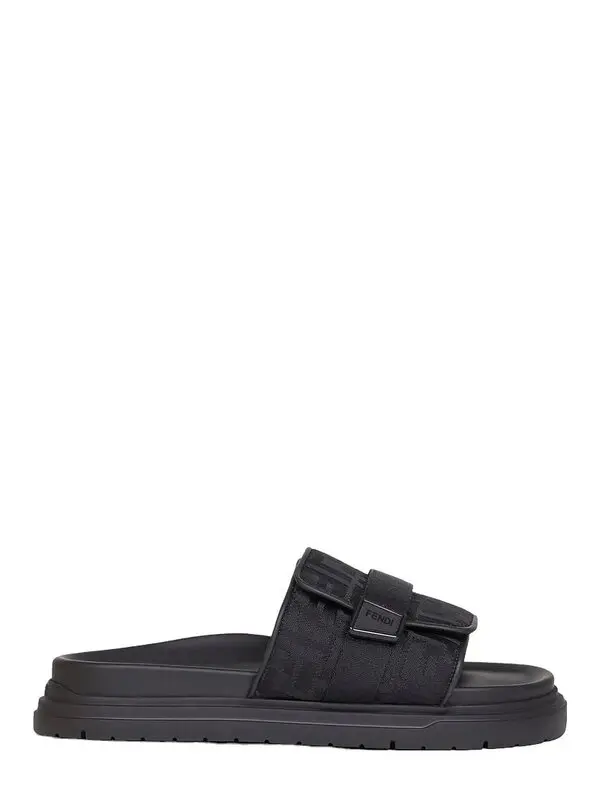 Fendi Adjustable Technical Ribbon Strap Slides - Black