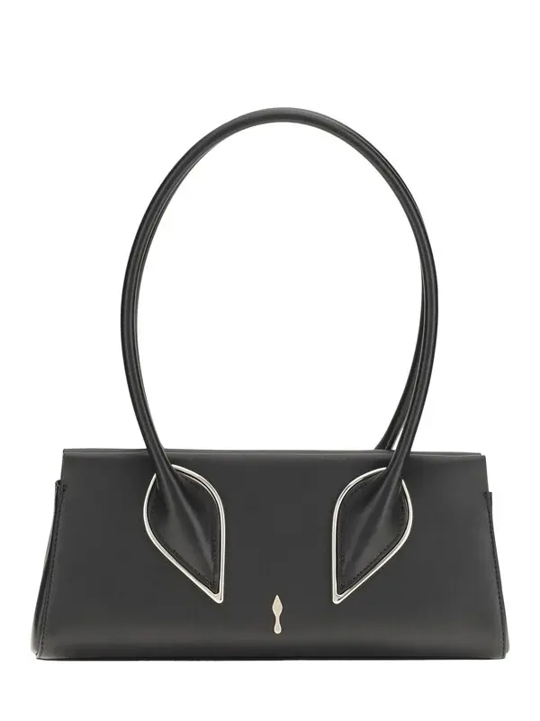 CHRISTIAN LOUBOUTIN Venus Shoulder Bag In Calfskin Leather With Gold Accents - Black