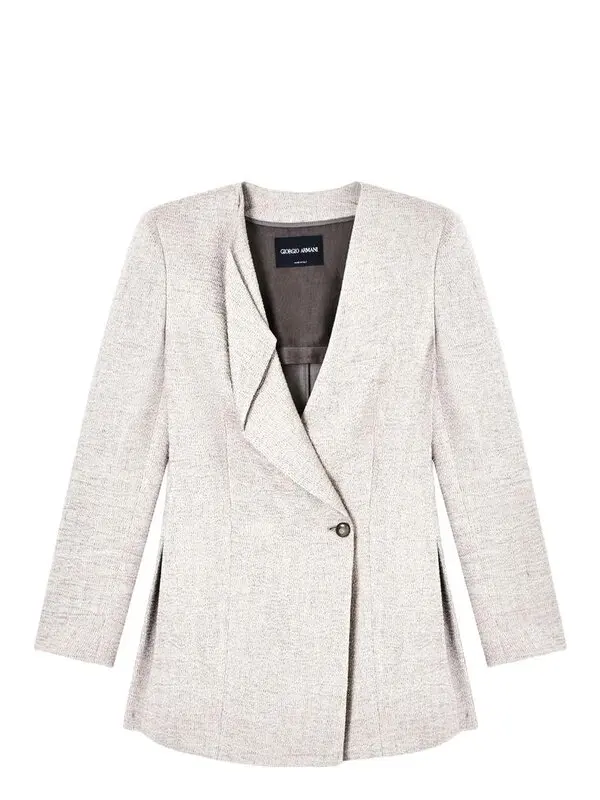 Giorgio Armani Fitted Jacket With Shawl Lapel - Cream
