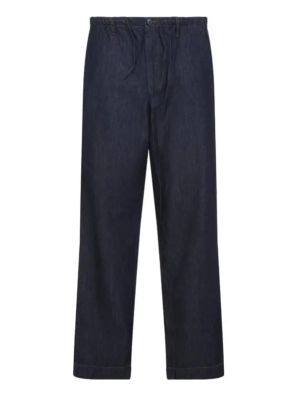 Dries Van Noten Indigo Denim Drawstring Waist Jeans - Blue