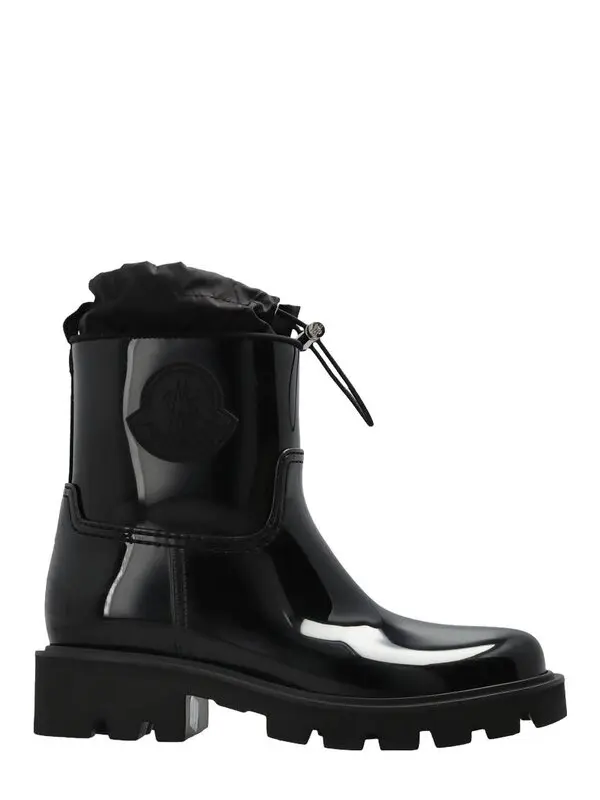 Moncler Ankle Boots With Drawstring Top And Logo Patch - Black