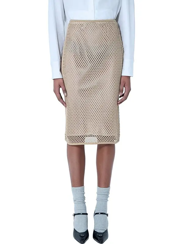 Prada Crochet Midi Skirt - Cream