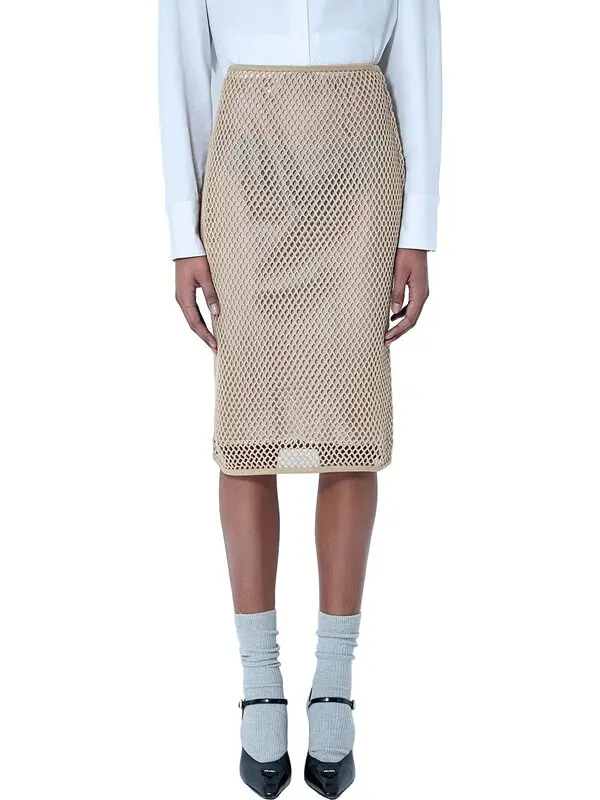 Prada Crochet Midi Skirt - Cream