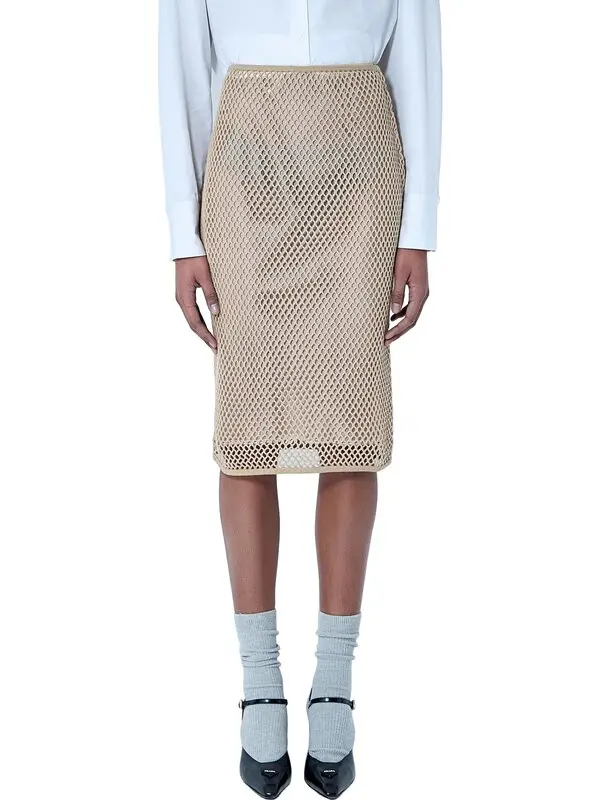 Prada Crochet Midi Skirt - Cream