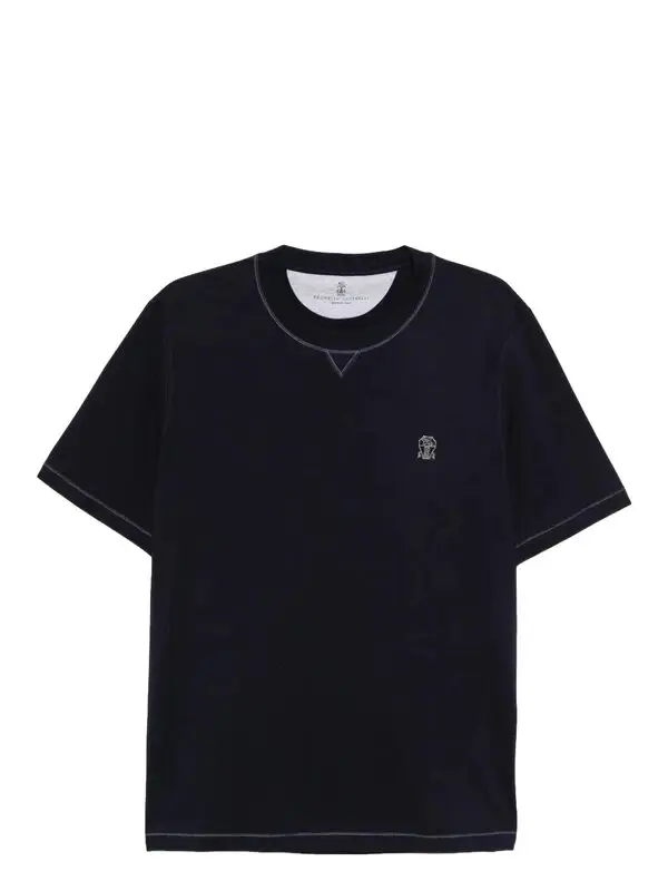 Brunello Cucinelli Crew-neck T-shirt With Logo - Multicolor