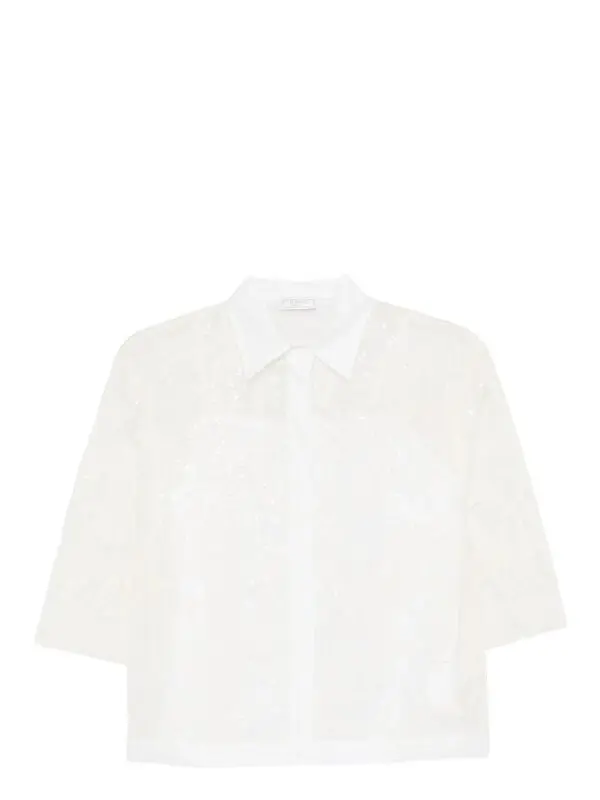 Peserico Embellished Sheer Shirt - White