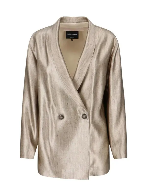 Giorgio Armani Double-breasted Shawl Lapel Blazer - Cream