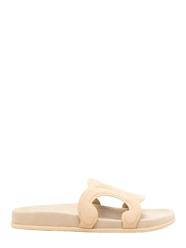 Celine Triomphe Suede Leather Slides - Multicolor