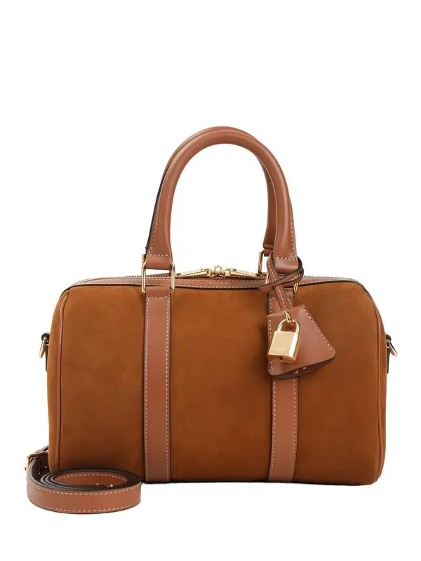 Celine Medium Boston Shoulder Bag In Suede Leather - Multicolor