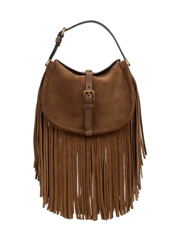 Etro Suede Fringe Small Pony Bag - Brown