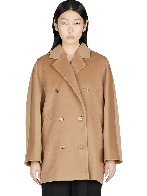 Max Mara Short 101801 Icon Coat In Wool-cashmere Blend - Cream