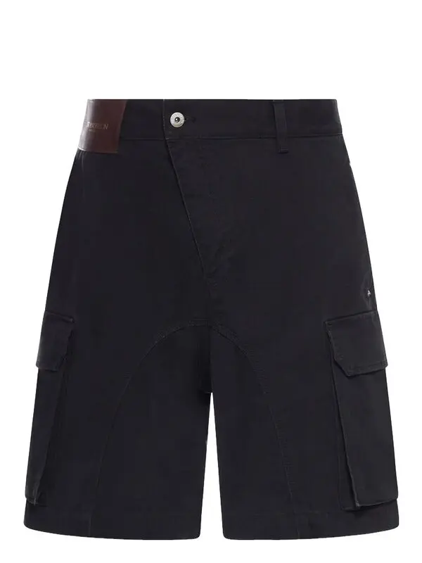 JW Anderson Twisted Cotton Cargo Shorts - Black