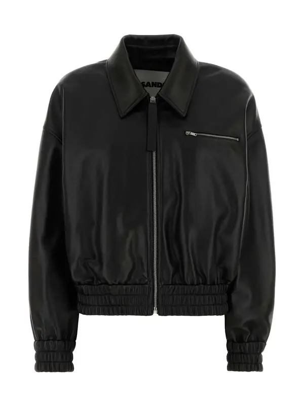 JIL SANDER Ovine Leather Bomber Jacket - Black