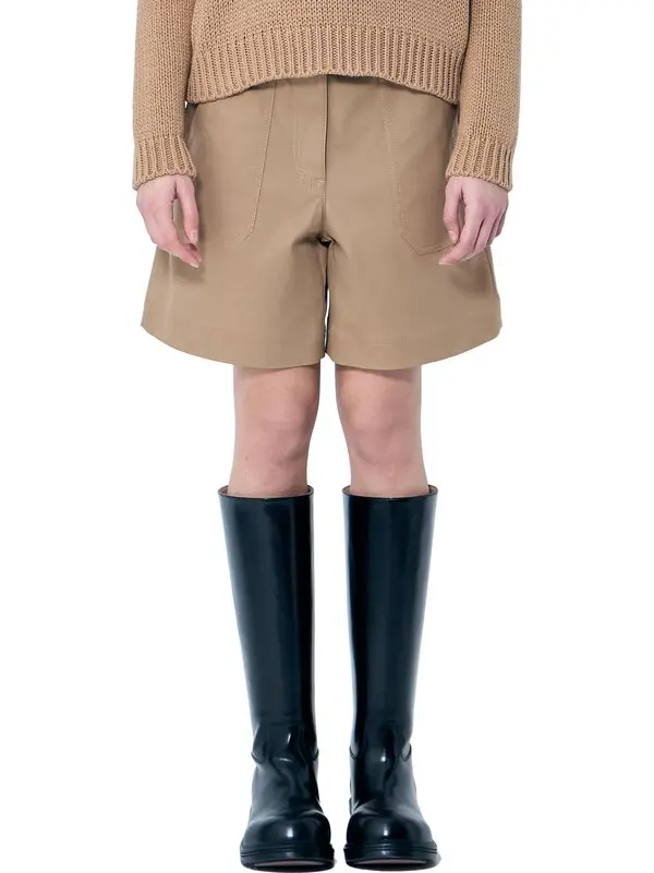 Moncler Cotton-blend Twill Shorts With Logo Patch - Brown