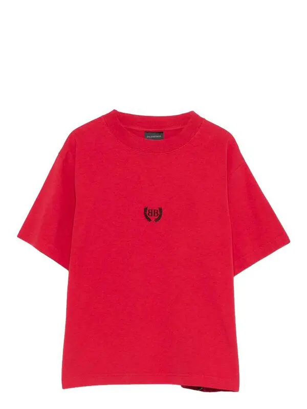 Balenciaga Logo Detail Cotton T-shirt - Red