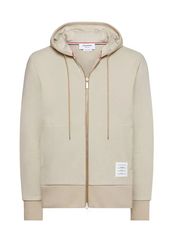 Thom Browne Beige Cotton Zip-up Hoodie - Cream
