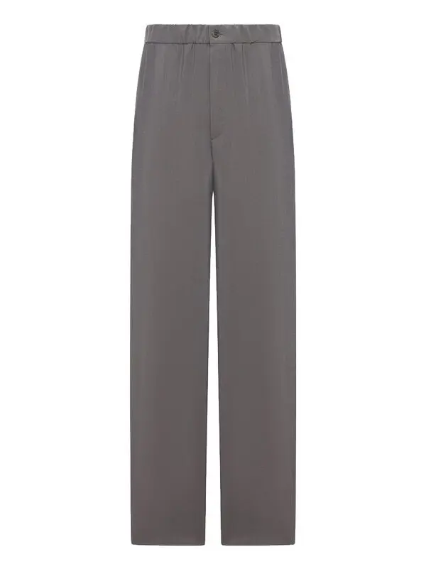 Giorgio Armani Wide Leg Silk Blend Trousers - Gray
