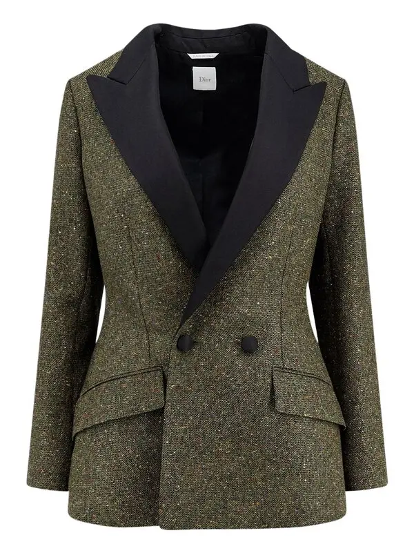 Dior Fitted Silk And Virgin Wool Blend Tweed Blazer - Multicolor