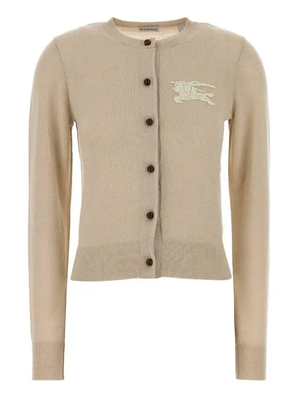 Burberry Beige Cotton And Wool Cardigan - Brown