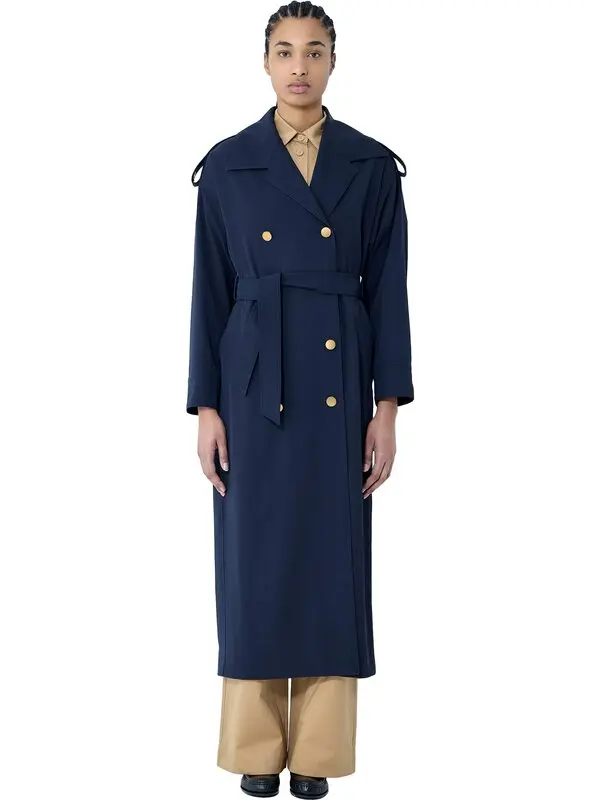 Max Mara Gabardine Wool Coat - Blue