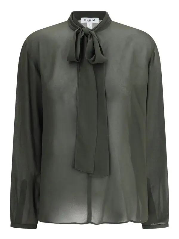 Alaïa Lavallière Neckline Blouse - Green