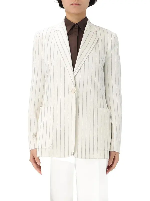 Max Mara Striped Tailored Blazer - White