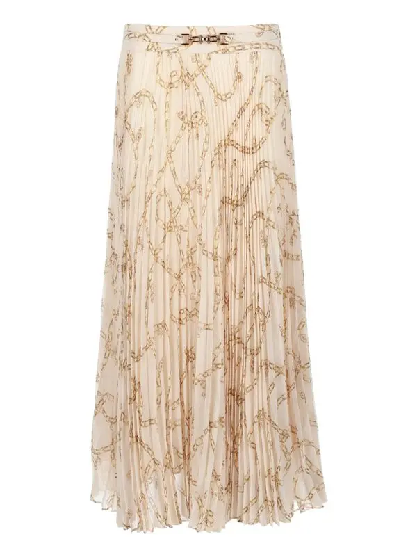 Zimmermann Pleated Sunray Skirt With Chain Print - Cream