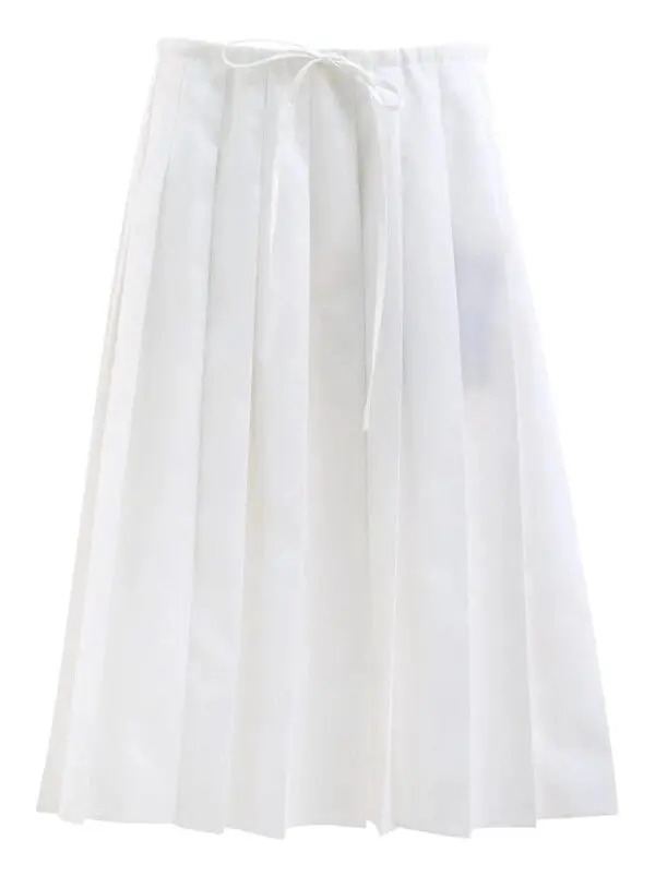 Prada Pleated Midi Skirt With Drawstring Waist - Multicolor