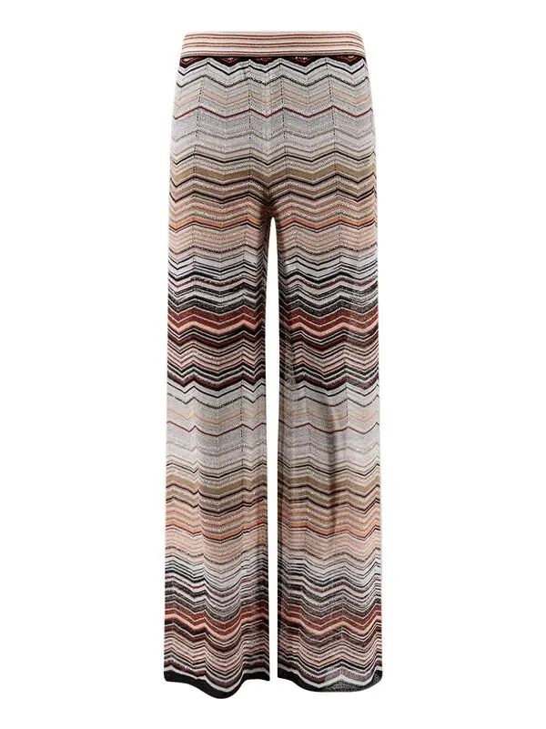 Missoni Viscose Trousers With Laminated Chevron Pattern - Multicolor