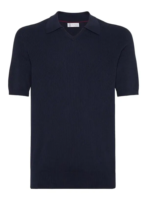 Brunello Cucinelli Ribbed Cotton Polo Sweater - Multicolor