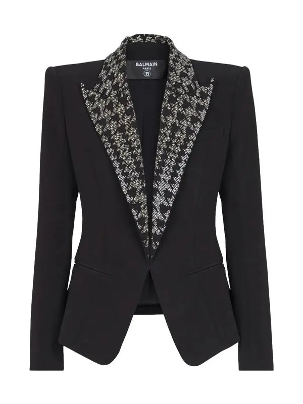 Balmain Embroidered Lapel Six-button Blazer - Black