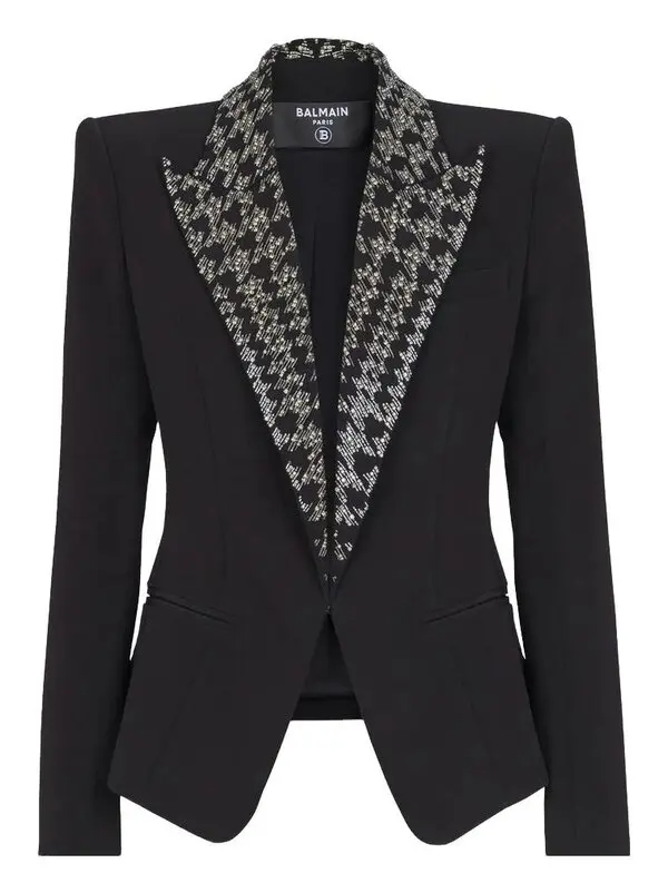Balmain Embroidered Lapel Six-button Blazer - Black